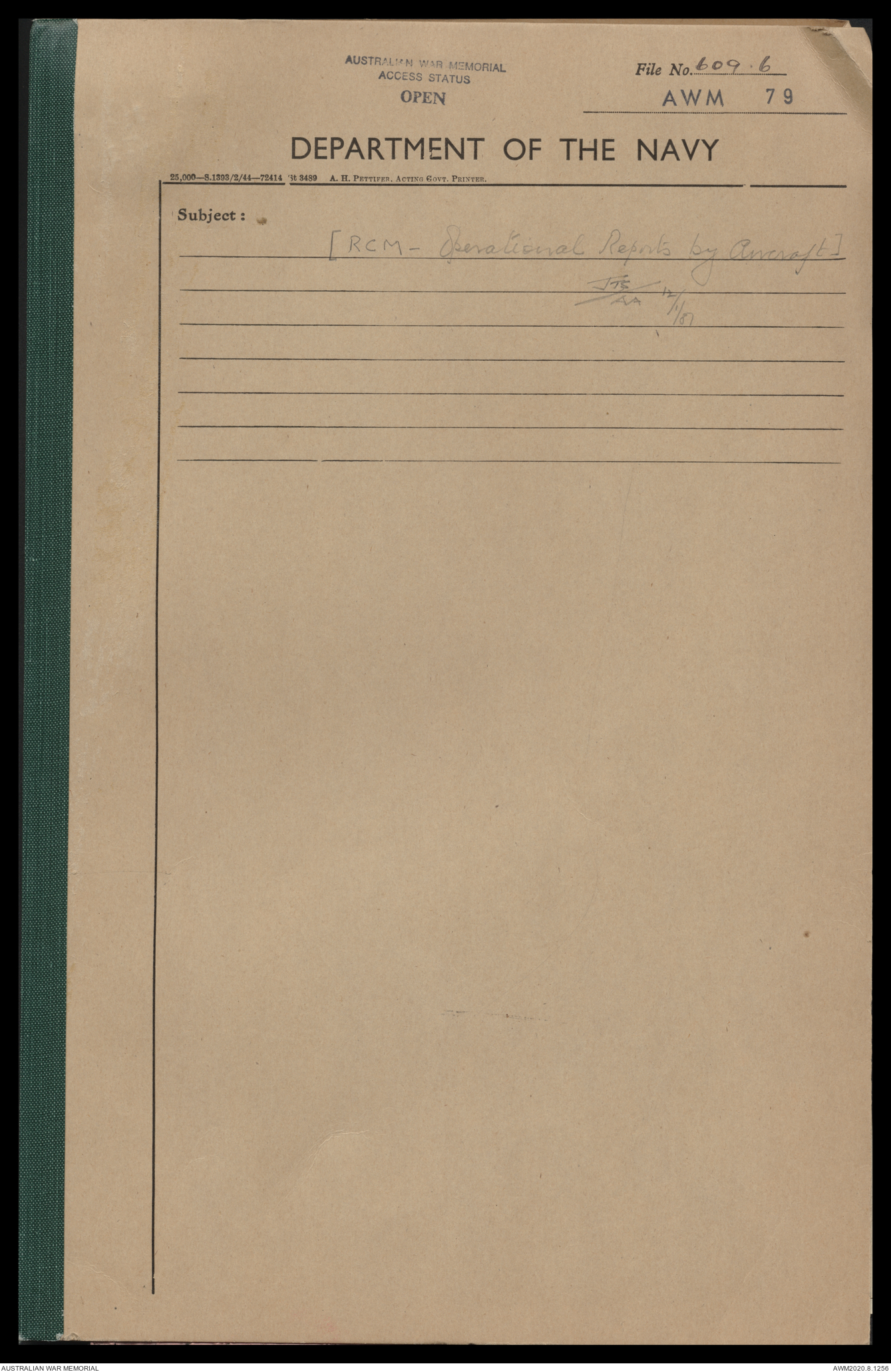 AWM79 609/6 - [HMAS RUSHCUTTER Radar School record:] RCM [Radio Counter ...