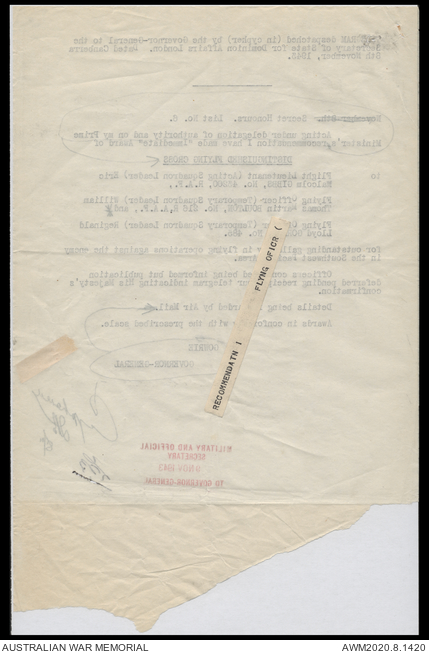 AWM88 RAAF I/6 - [Governor General's Office, honours and awards file ...