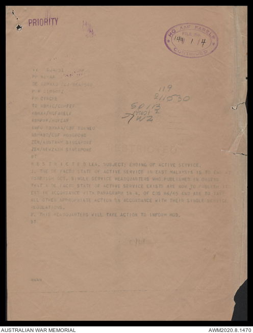 AWM200 R608-1-2 - [Records of Headquarters FARELF (Far East Land Forces ...