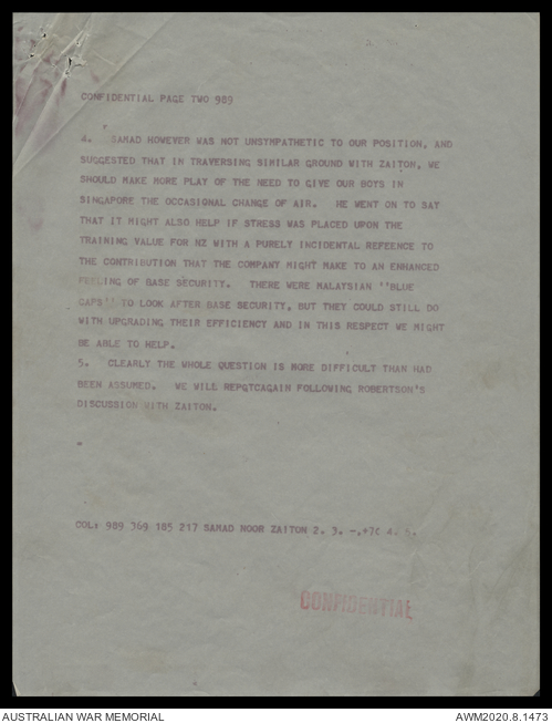 AWM206 007/3006/5 - [Records of Headquarters ANZUK Force (Australia ...