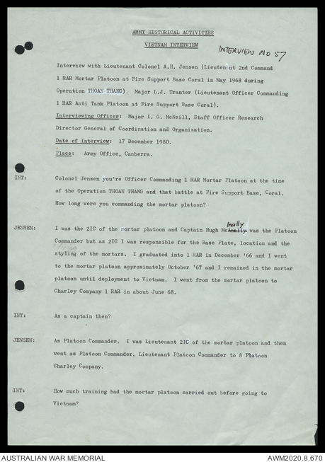 AWM107 12 - Army Office transcripts of military history interviews with ...