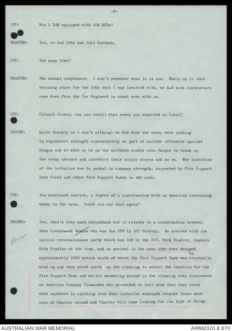 AWM107 12 - Army Office transcripts of military history interviews with ...
