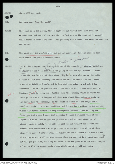 AWM107 12 - Army Office transcripts of military history interviews with ...