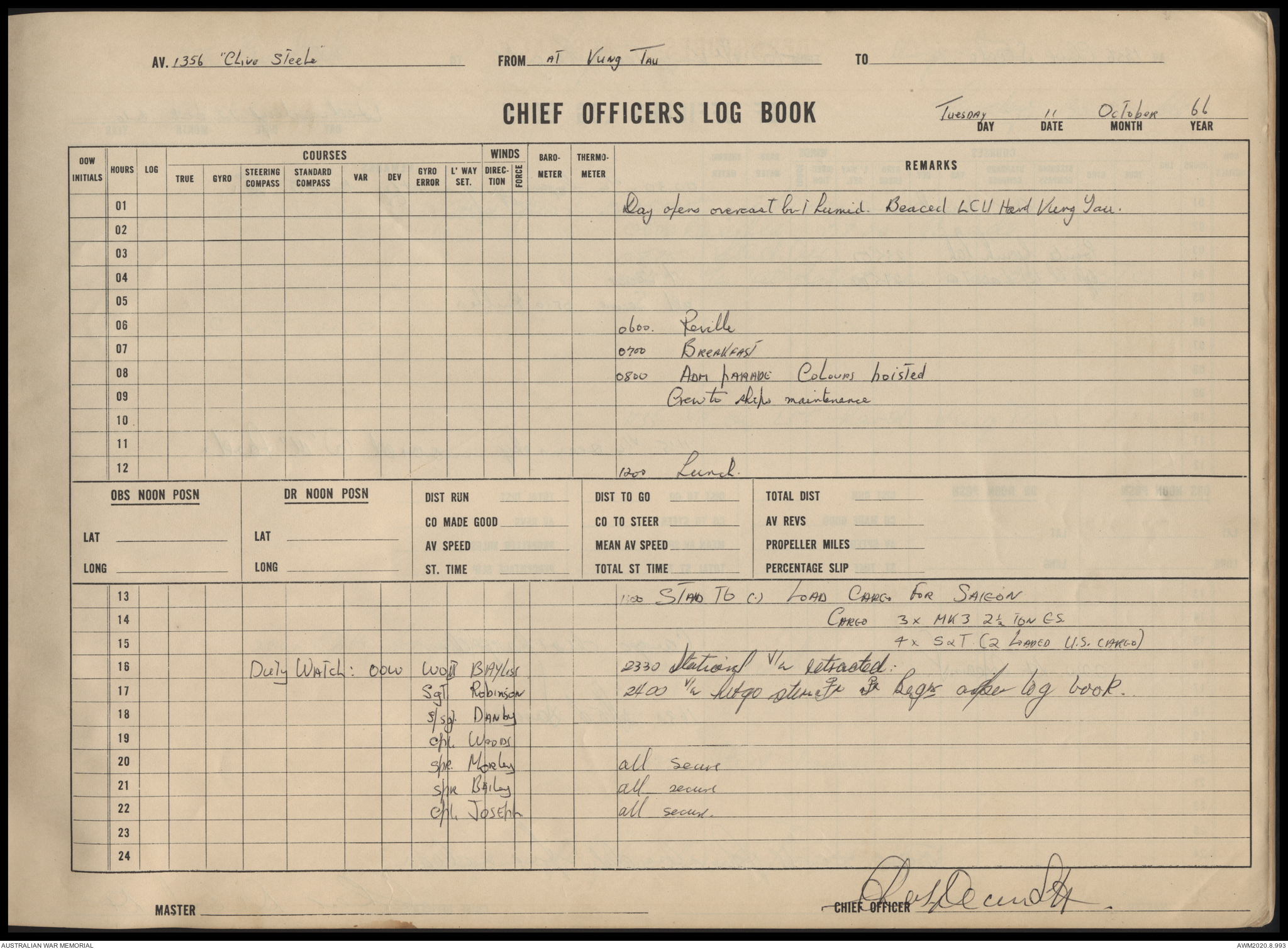 AWM270 6/19 - [32 Small Ships Squadron:] Army Craft Chief Officer's Log ...