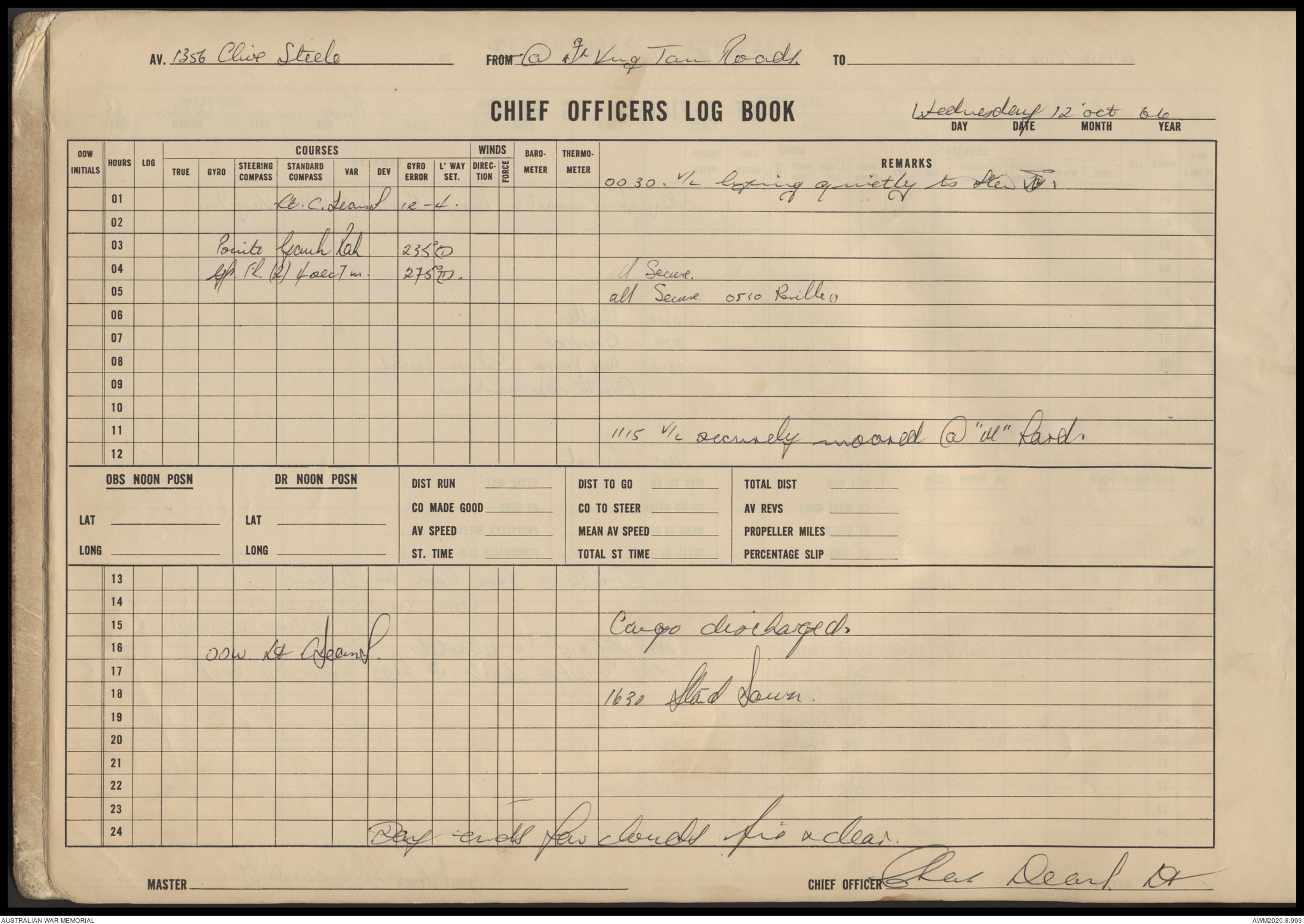 AWM270 6/19 - [32 Small Ships Squadron:] Army Craft Chief Officer's Log ...