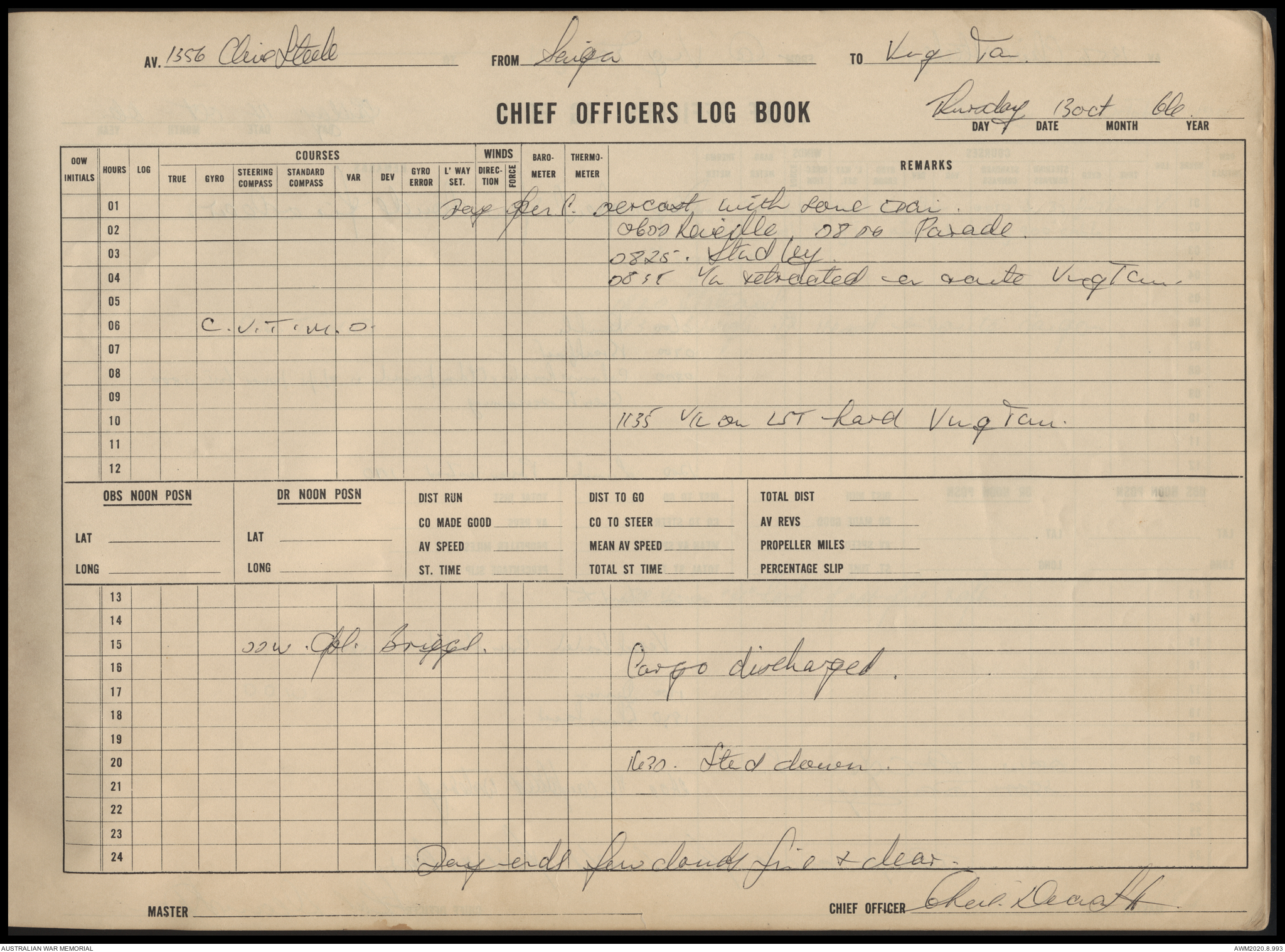 AWM270 6/19 - [32 Small Ships Squadron:] Army Craft Chief Officer's Log ...