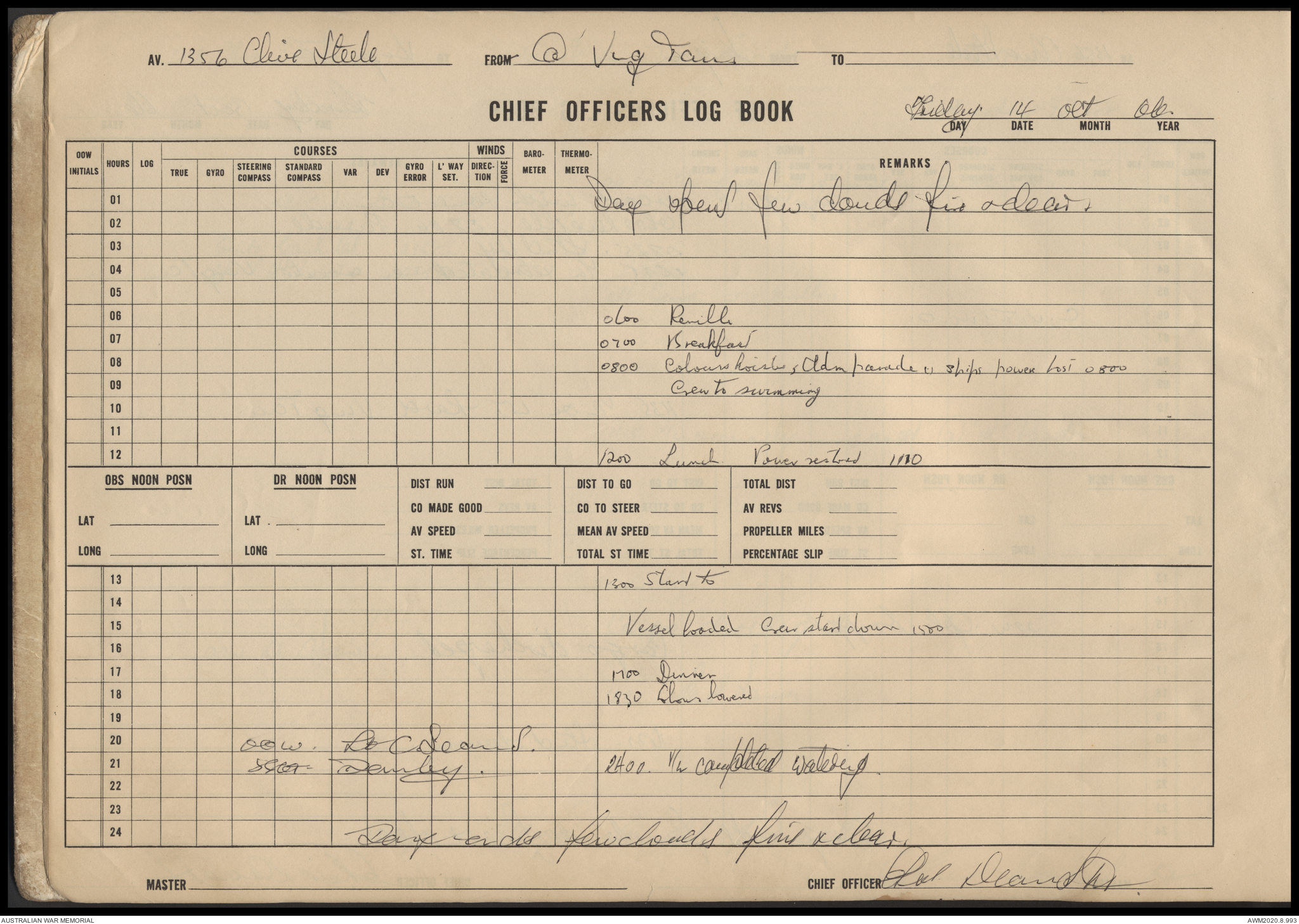 AWM270 6/19 - [32 Small Ships Squadron:] Army Craft Chief Officer's Log ...