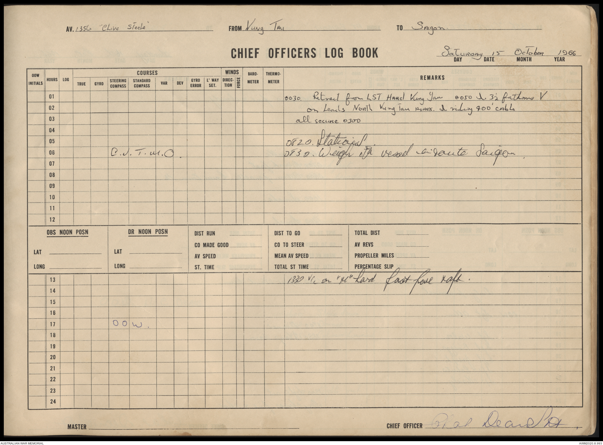AWM270 6/19 - [32 Small Ships Squadron:] Army Craft Chief Officer's Log ...