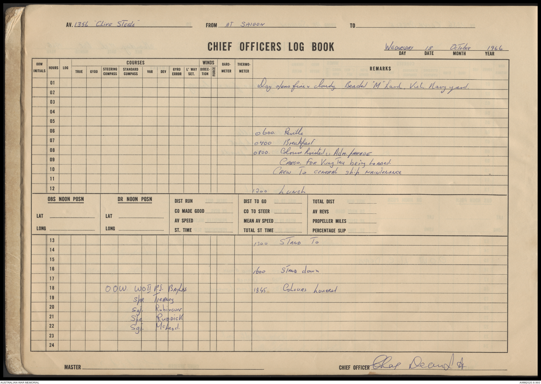 AWM270 6/19 - [32 Small Ships Squadron:] Army Craft Chief Officer's Log ...