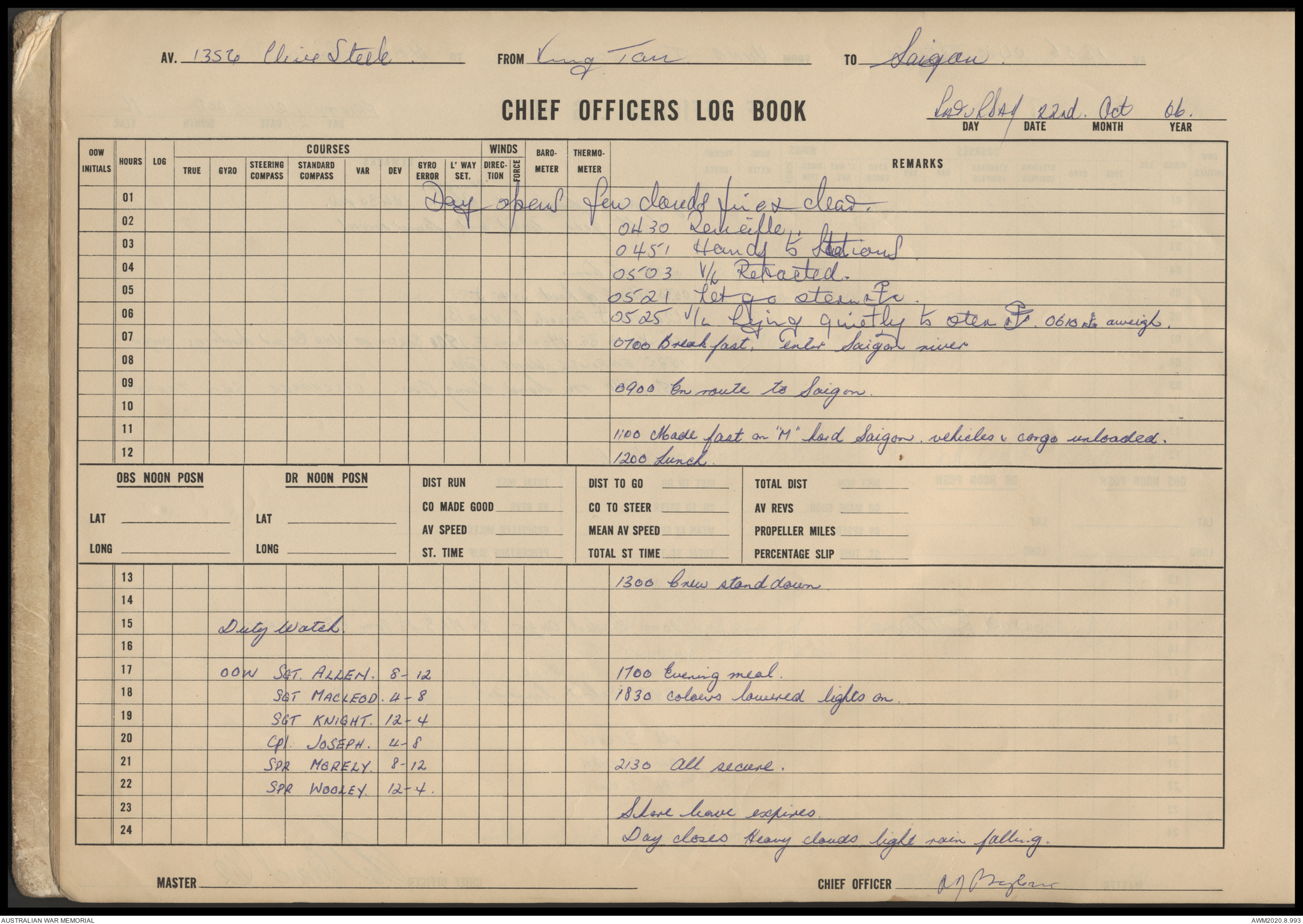 AWM270 6/19 - [32 Small Ships Squadron:] Army Craft Chief Officer's Log ...