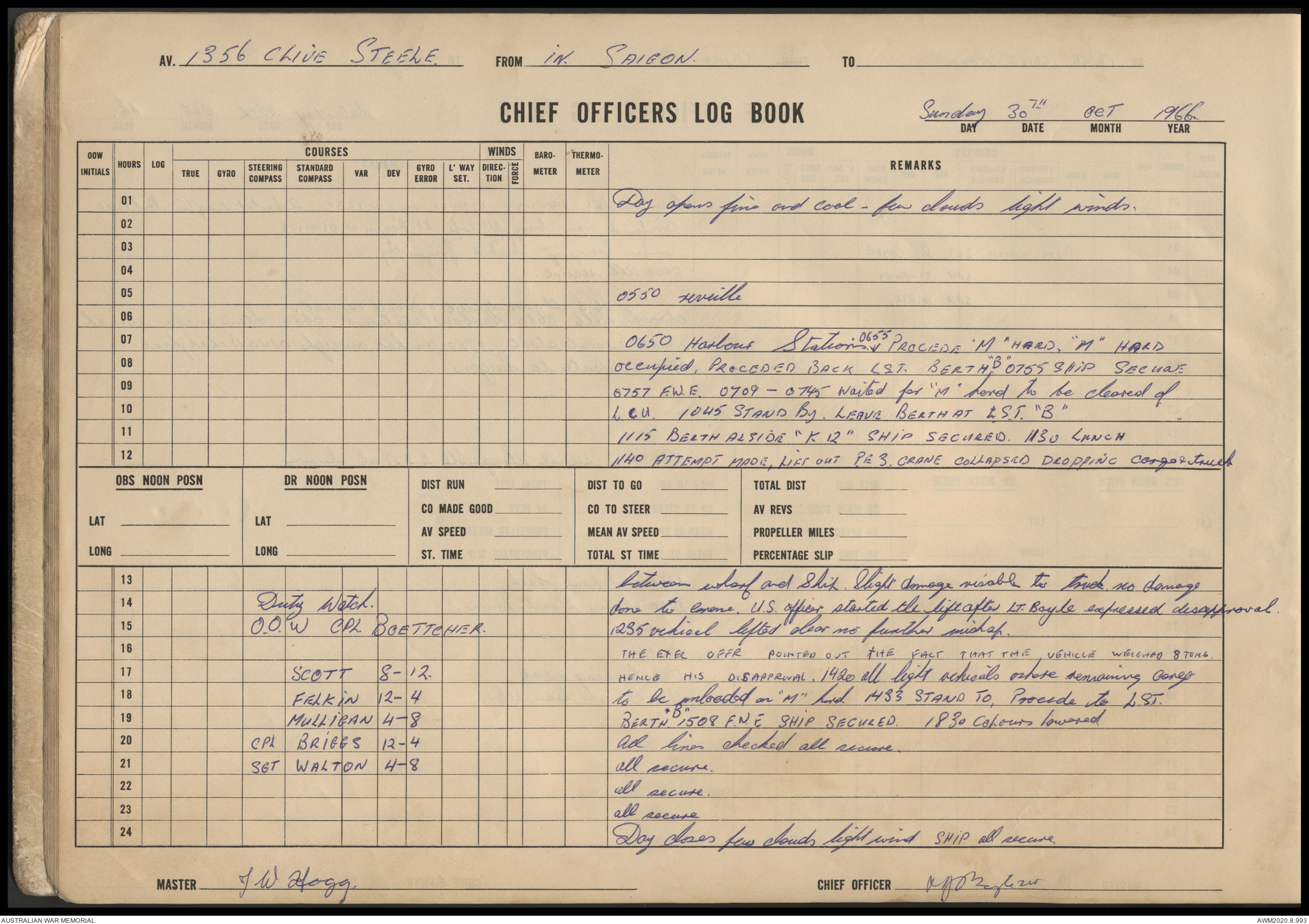 AWM270 6/19 - [32 Small Ships Squadron:] Army Craft Chief Officer's Log ...