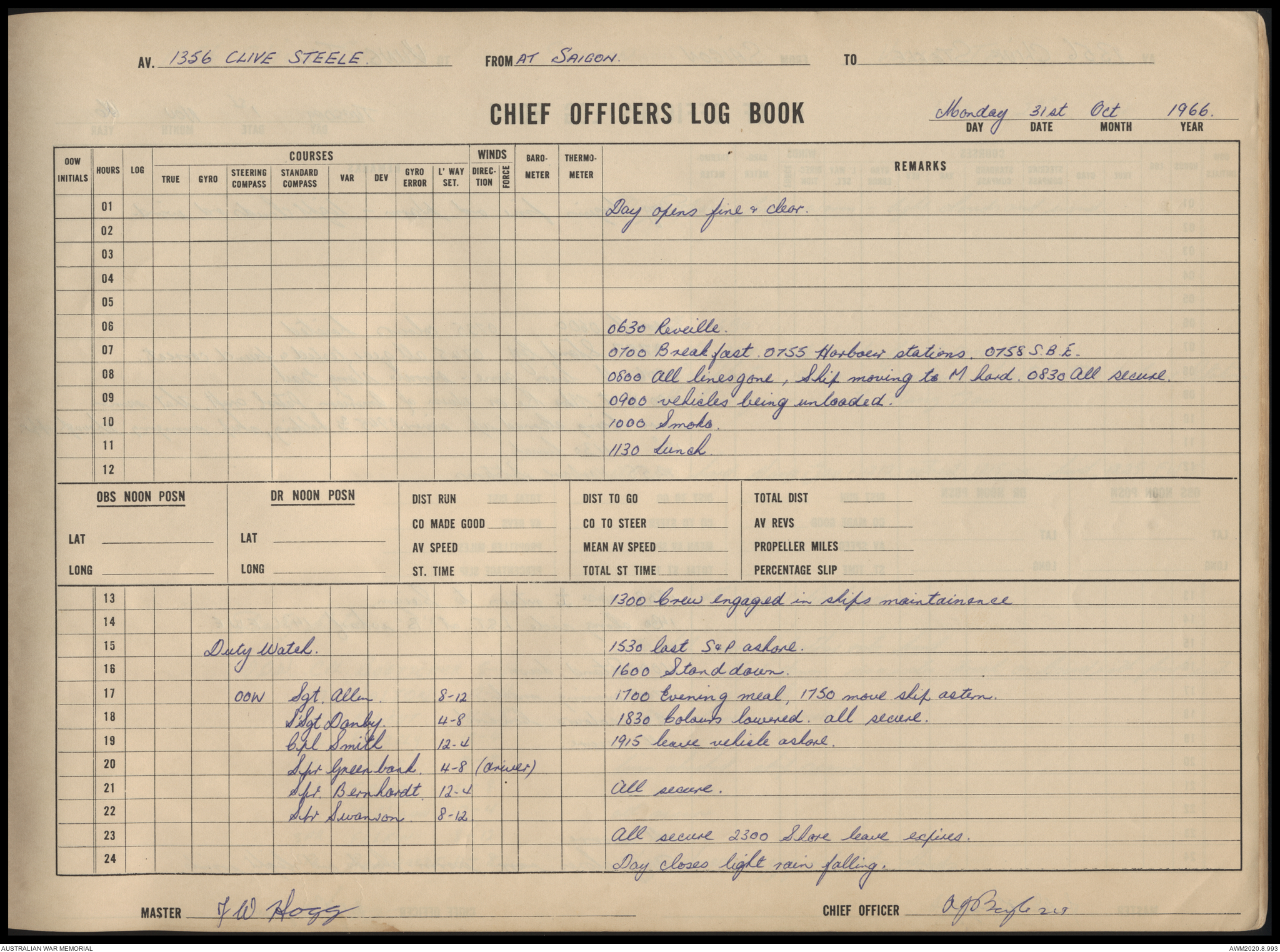 AWM270 6/19 - [32 Small Ships Squadron:] Army Craft Chief Officer's Log ...