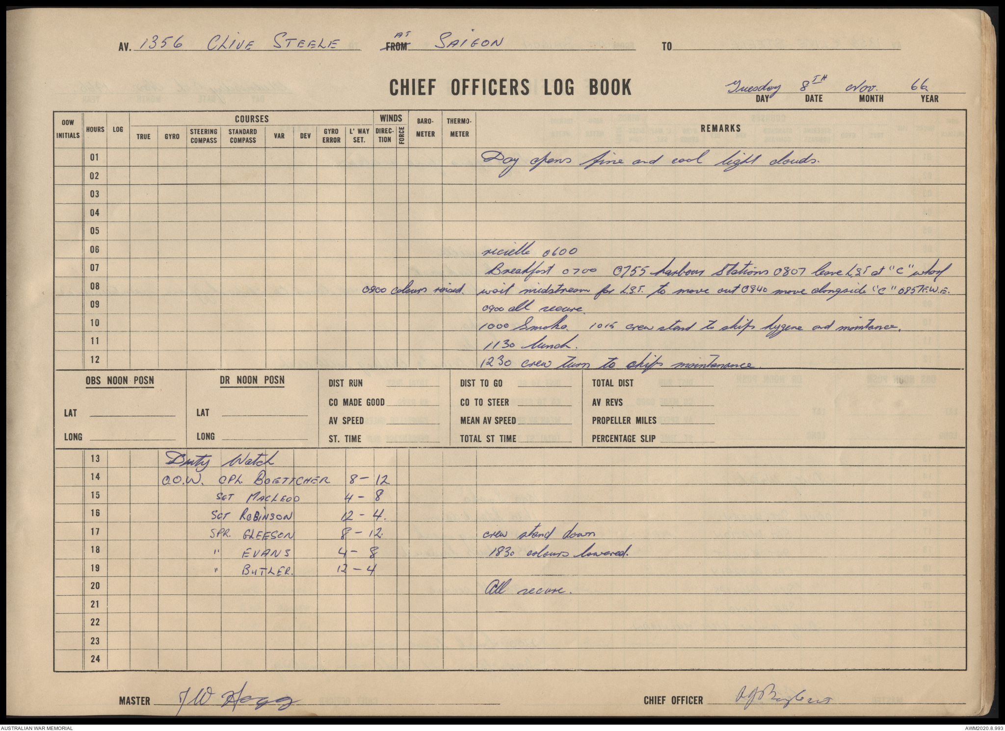AWM270 6/19 - [32 Small Ships Squadron:] Army Craft Chief Officer's Log ...