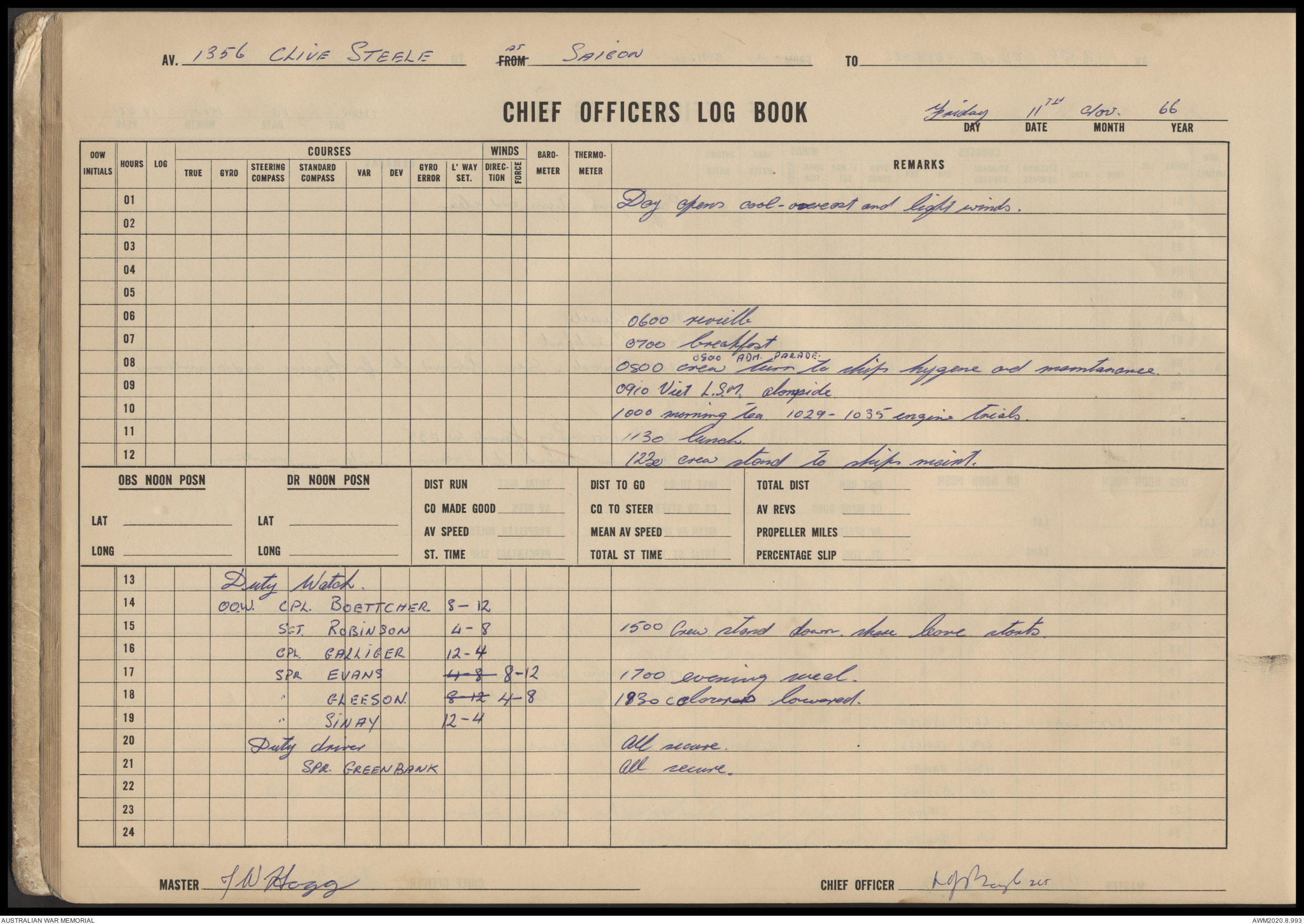 AWM270 6/19 - [32 Small Ships Squadron:] Army Craft Chief Officer's Log ...