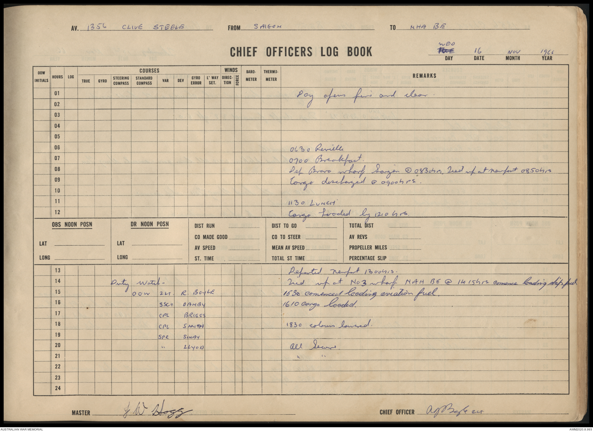 AWM270 6/19 - [32 Small Ships Squadron:] Army Craft Chief Officer's Log ...