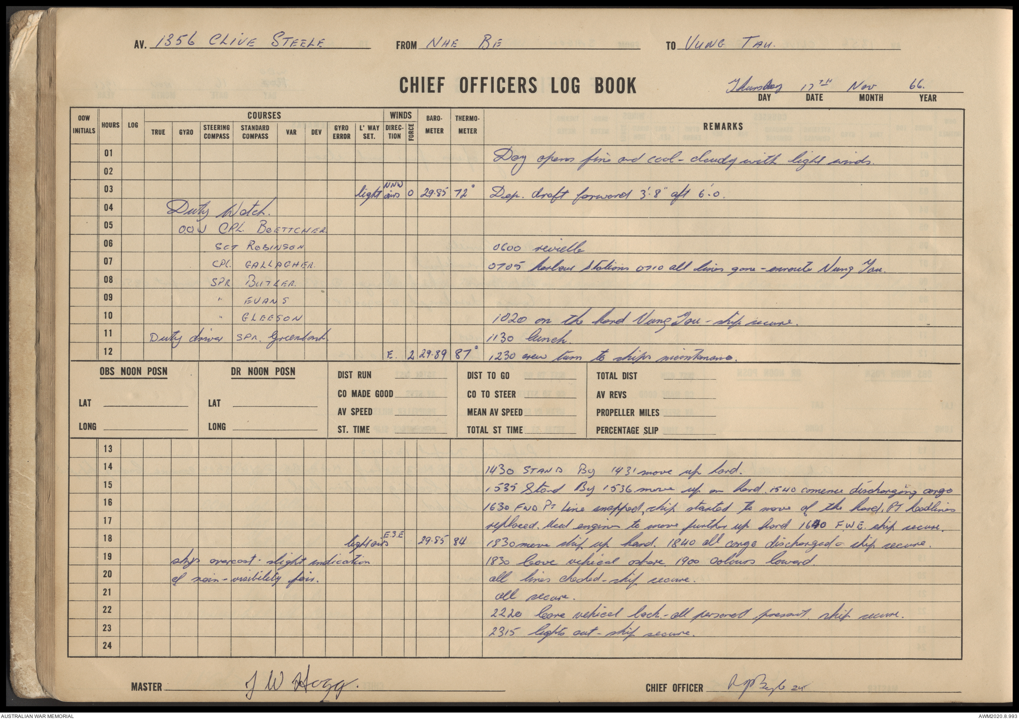 AWM270 6/19 - [32 Small Ships Squadron:] Army Craft Chief Officer's Log ...