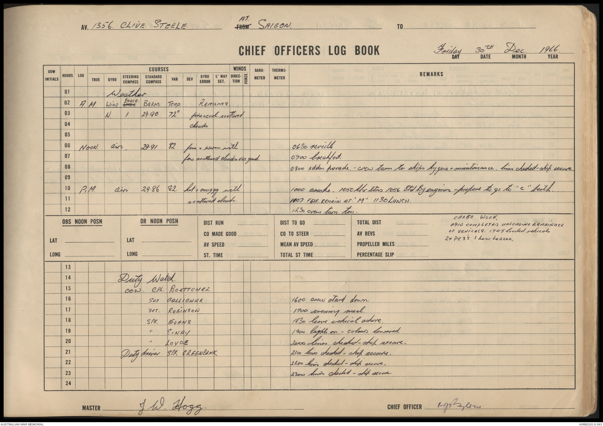 AWM270 6/19 - [32 Small Ships Squadron:] Army Craft Chief Officer's Log ...