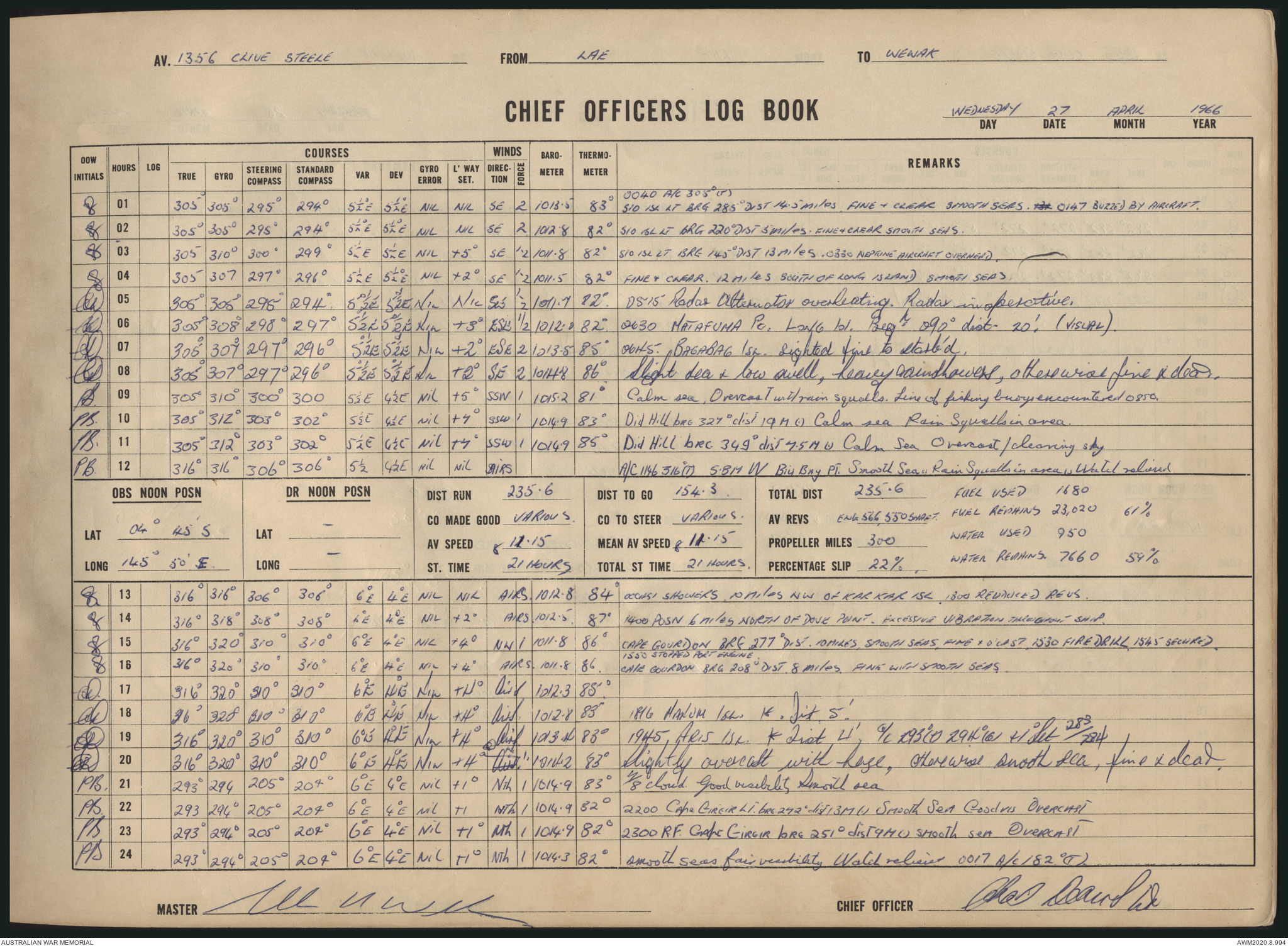 AWM270 6/18 - [32 Small Ships Squadron:] Army Craft Chief Officer's Log ...