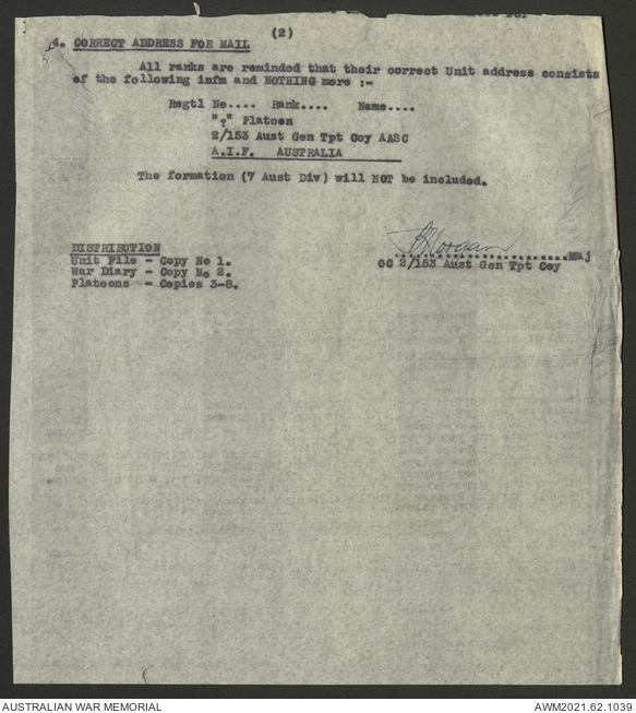 AWM52 10/3/52/2 - [Unit War Diaries, 1939-45 War] 2/153 General ...