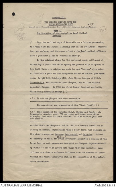AWM44 16/9 - [Official history of the Australian Army Medical Services ...