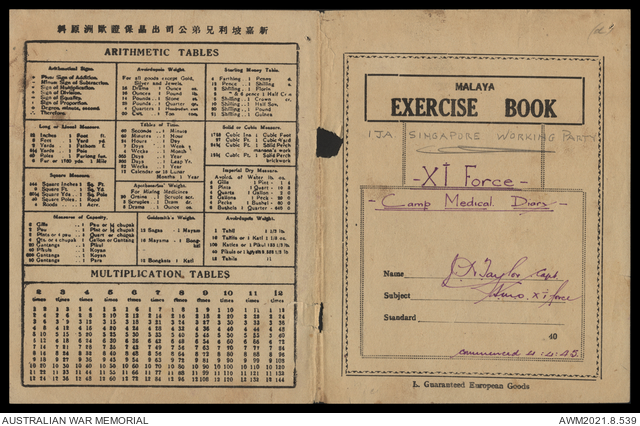 AWM54 481/8/20 - [Medical - Attendance on POW's:] IJA Singapore Working ...