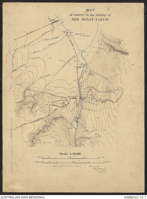 Map of country in the vicinity of Jisr Benat Yakub - Scale 1:20,000 ...