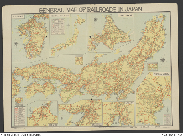 General Map of Railroads in Japan | Australian War Memorial