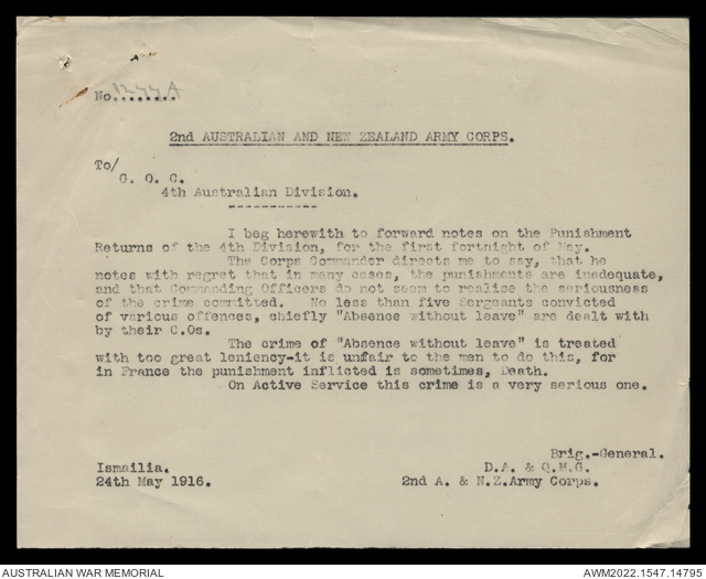 AWM25 807/4 - [Written records, 1914-18 War] Memos and instructions ...