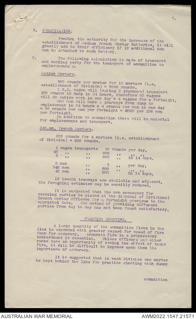 AWM25 973/53 - [Written records, 1914-18 War] [Trench Mortars] Notes ...