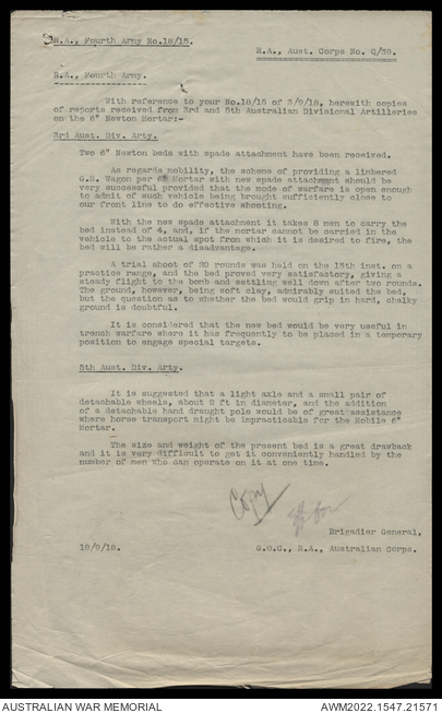 AWM25 973/53 - [Written records, 1914-18 War] [Trench Mortars] Notes ...