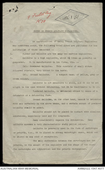 AWM25 335/10 - [Written records, 1914-18 War] [Explosives and Mines ...