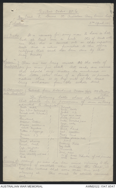 AWM25 707/10 PART 215 - [Written records, 1914-18 War] Routine Orders ...