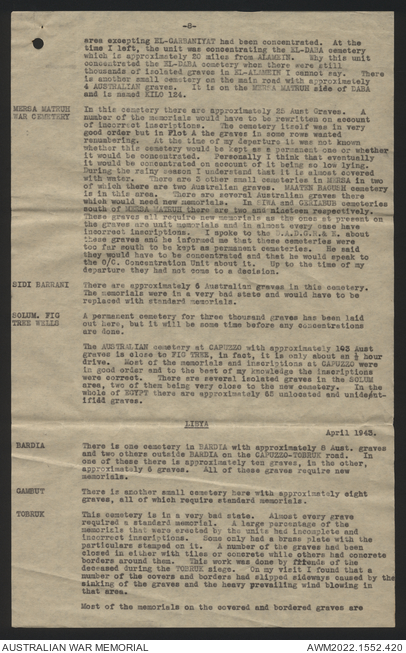 AWM254 284 - [Written records, 1939-45 War, second series:] Report on ...