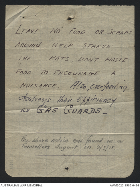 AWM27 377/63 - [Disease Prevention:] Notice about rat vermin, taken ...