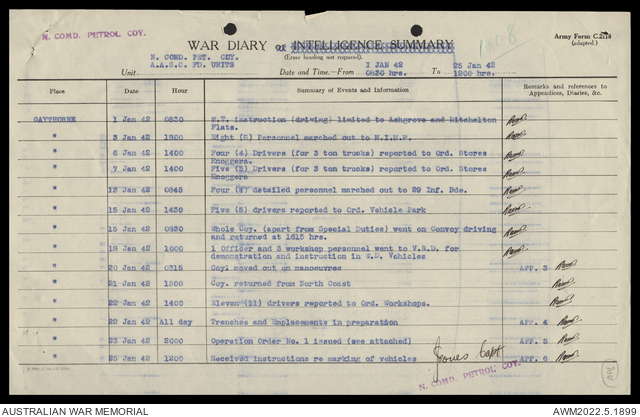 AWM52 10/25/10/1 -[Unit War Diaries, 1939-45 War] Northern Command ...