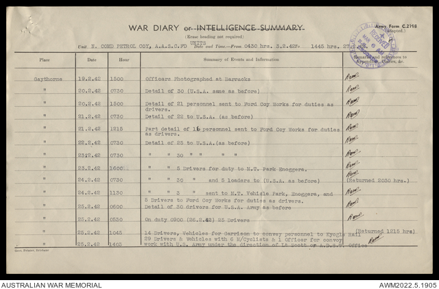 AWM52 10/25/13/1 - [Unit War Diaries, 1939-45 War] Northern Command ...