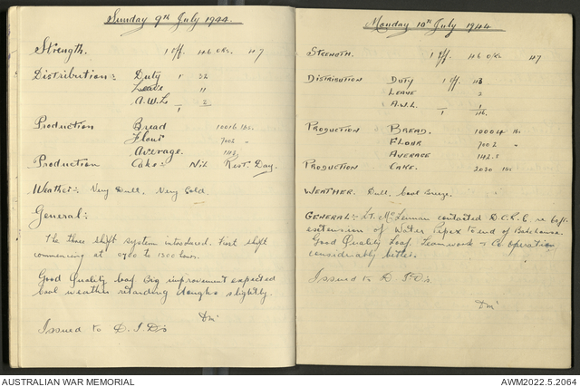 AWM52 10/27/19/1 - [Unit War Diaries, 1939-45 War] 1 Special Bakery ...