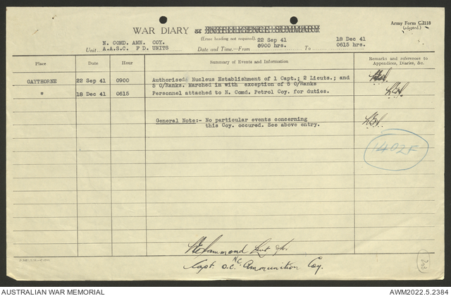 AWM52 10/32/6/1 - [Unit War Diaries, 1939-45 War] Northern Command ...