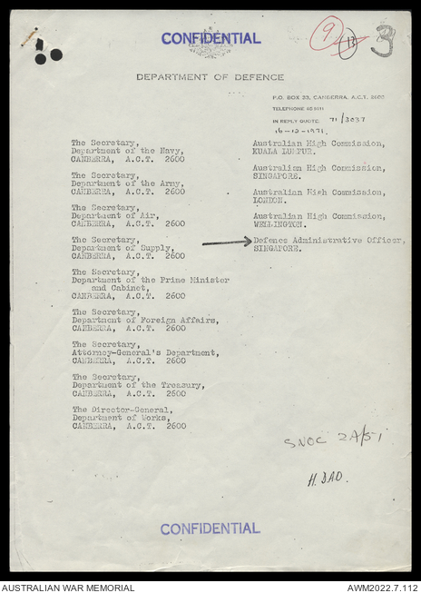 AWM206 CONF/24/2 - [Records of Headquarters ANZUK Force (Australia, New ...