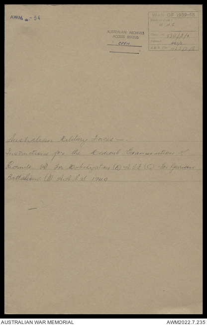 AWM54 834/3/1 - [Recruiting - Arrangements:] Australian Military Forces ...