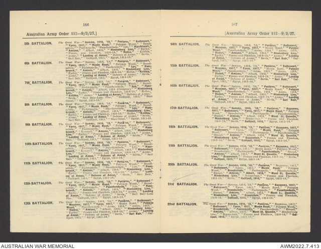 AWM27 351/3 - [Orders:] Australian Army Orders 1927 - "Award of Battle ...