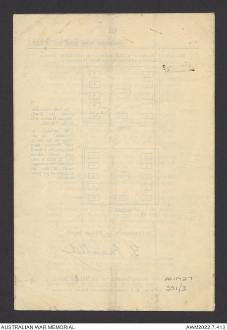 AWM27 351/3 - [Orders:] Australian Army Orders 1927 - "Award of Battle ...