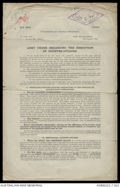 AWM27 310/54 - [Conduct of Operations:] Diagram showing the ...