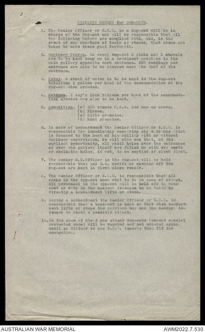 AWM25 709/14 - [Written records, 1914-18 War] Standing Orders. Orders ...
