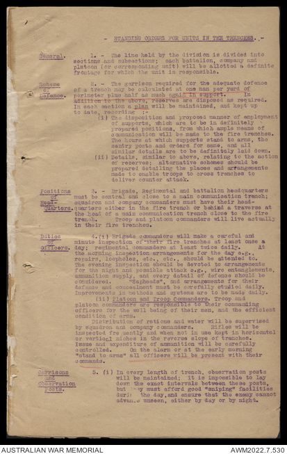 AWM25 709/14 - [Written records, 1914-18 War] Standing Orders. Orders ...