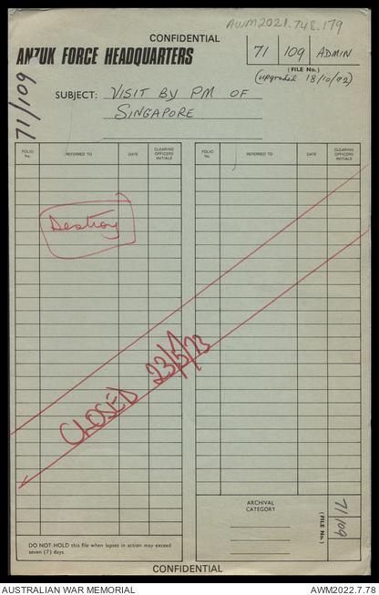 AWM206 71/109 ADMIN - [Records of Headquarters ANZUK Force (Australia ...
