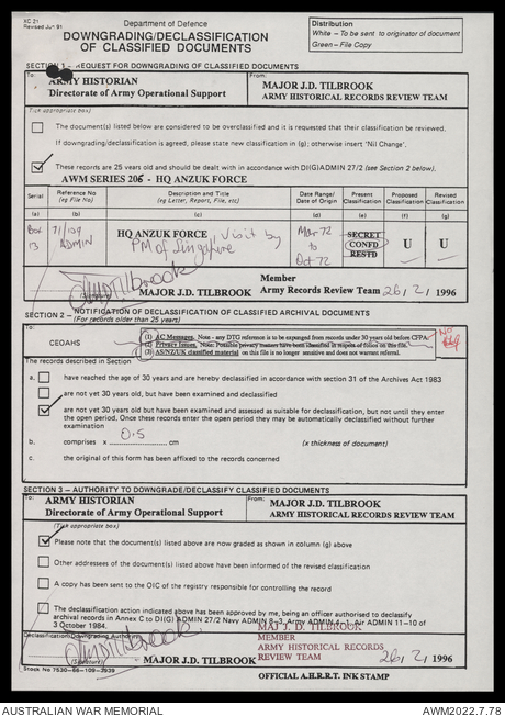 AWM206 71/109 ADMIN - [Records of Headquarters ANZUK Force (Australia ...