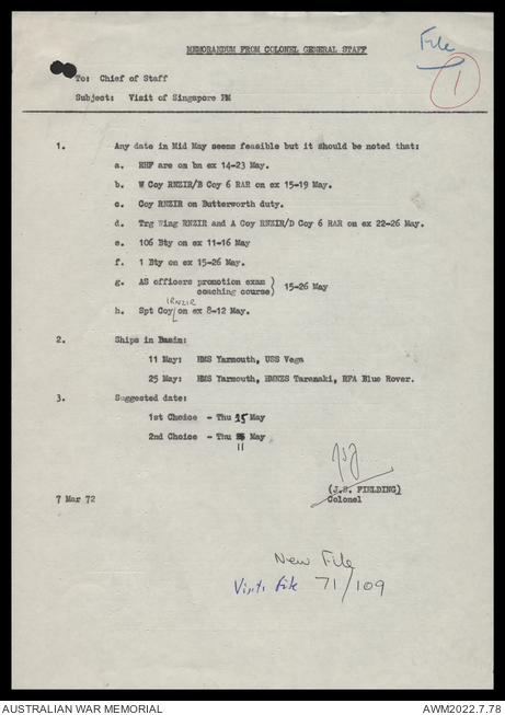 AWM206 71/109 ADMIN - [Records of Headquarters ANZUK Force (Australia ...