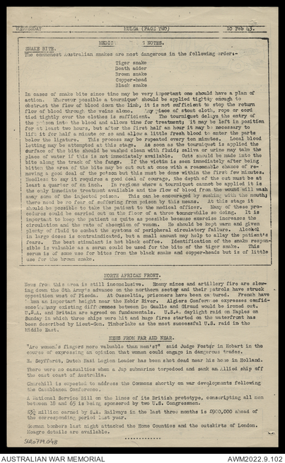 Mulga no. 79, 10 February 1943 | Australian War Memorial