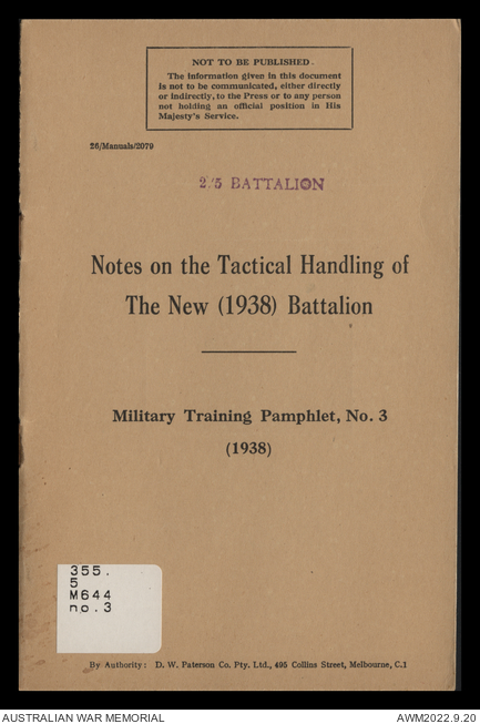 Notes on the tactical handling of the new (1938) battalion / prepared ...